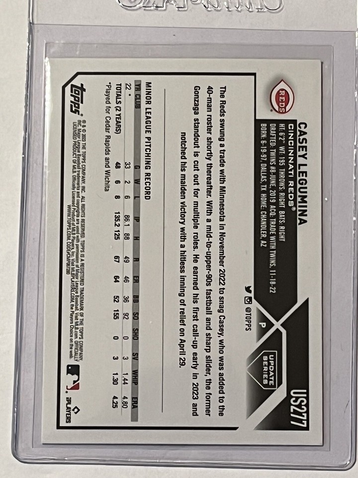 Casey Legumina RC 2023 Topps Update Royal Blue parallel Reds #277 | eBay