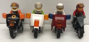 4 Lego Motorcycle Biker Racers Minifigs Lot: figures riders drivers ...