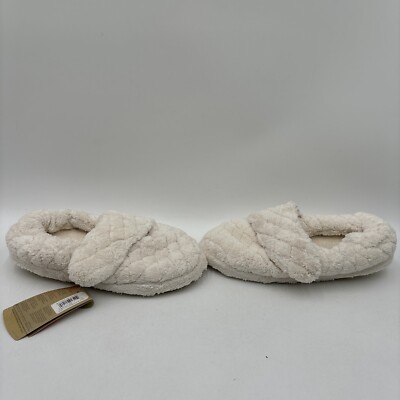 Acorn SPA WRAP White Textile Round Toe Cushioned Slippers, Women’s Size ...