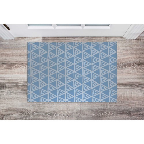 TRIANGULAR MIST BLUE Indoor Door Mat By Kavka Designs | eBay