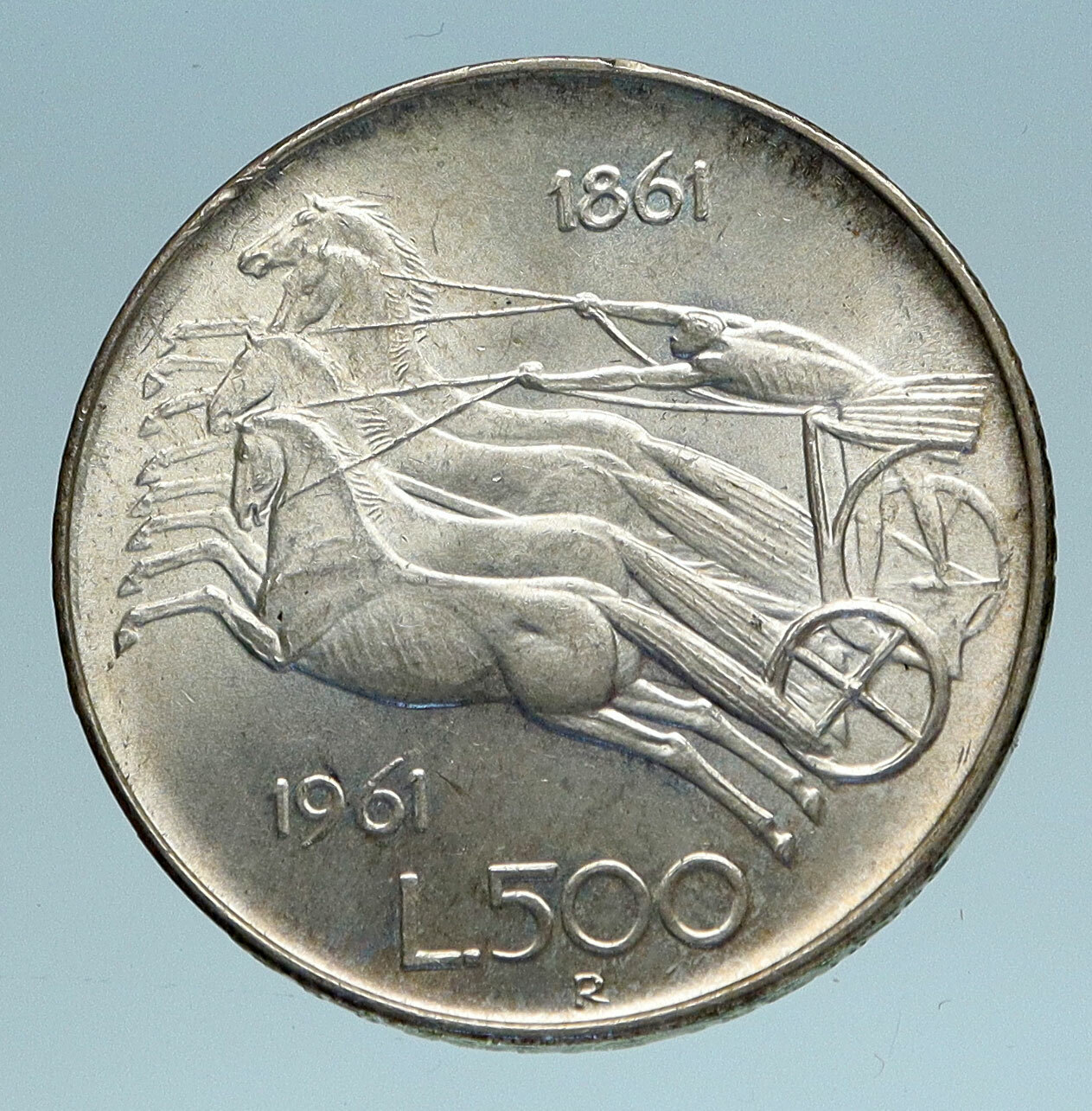 1961 ITALY Silver 500 Lire Coin ITALIAN UNIFICATION Rome Capital ...