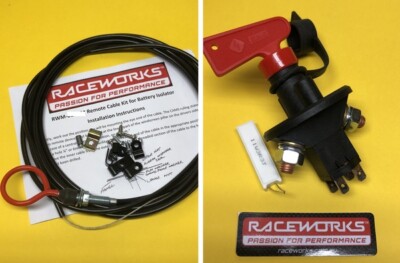 6 pole Battery isolator master switch + 4.0m pull cable CAMS FIA VPR ...