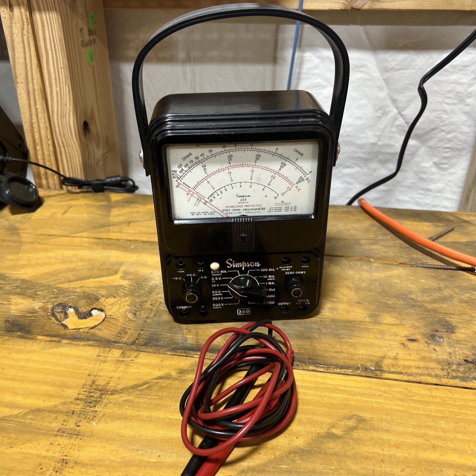Vintage Simpson 260 Seires 6P Volt OHM Multimeter w/ Probes TESTED ...