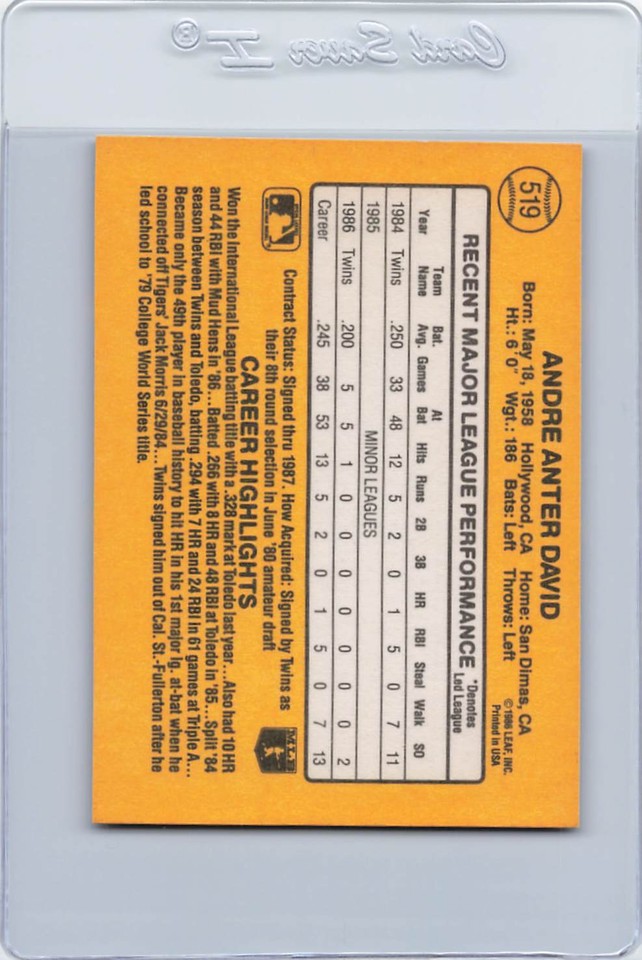 1987 Donruss #519 Andre David Twins Signed Auto *G5063 | eBay