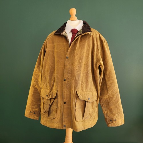 PG Field Coat Wax Jacket Mens XL Button Collared Country Shooting Tan ...
