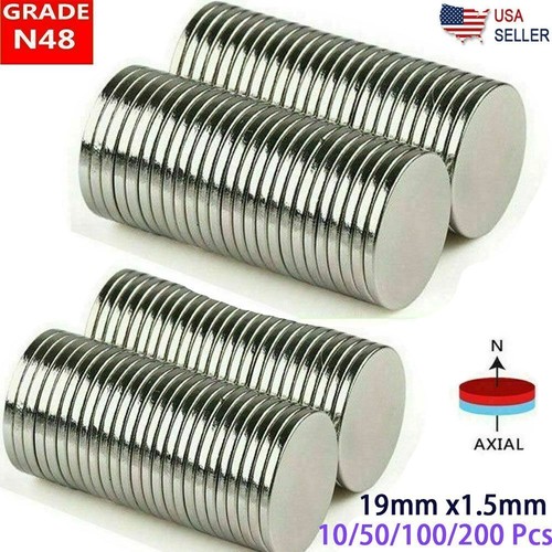 10-200Pcs Neodymium N48 Round Disc Magnet Magnetic 19mm x1.5mm Rare ...