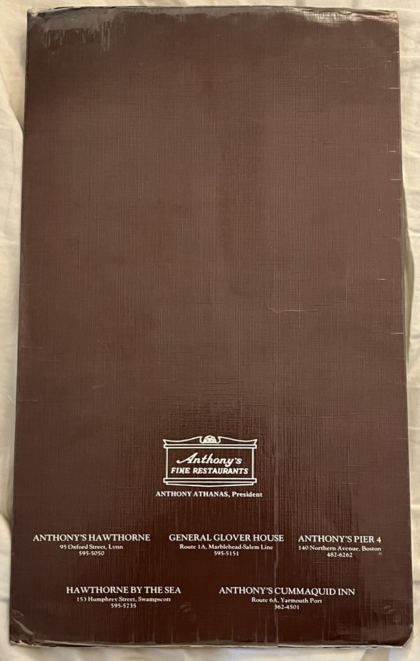 Vintage 1980’s Anthony’s Pier 4 (Boston) Dinner Menu | eBay