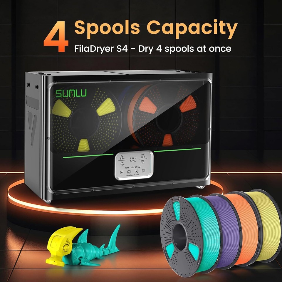 SUNLU S4 3D Printer Filament Dryer Holder Large Capacity 4*1KG Filament ...