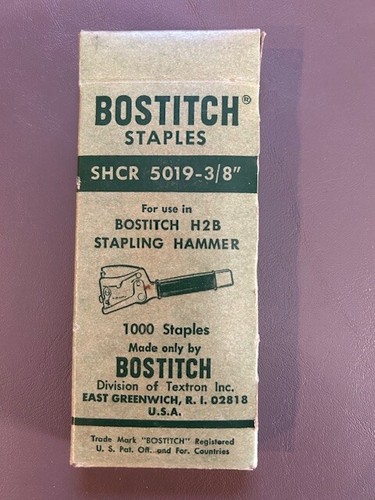Vintage Bostitch Staples SHCR 5019-3/8" for H2B Stapling Hammer, Box of ...