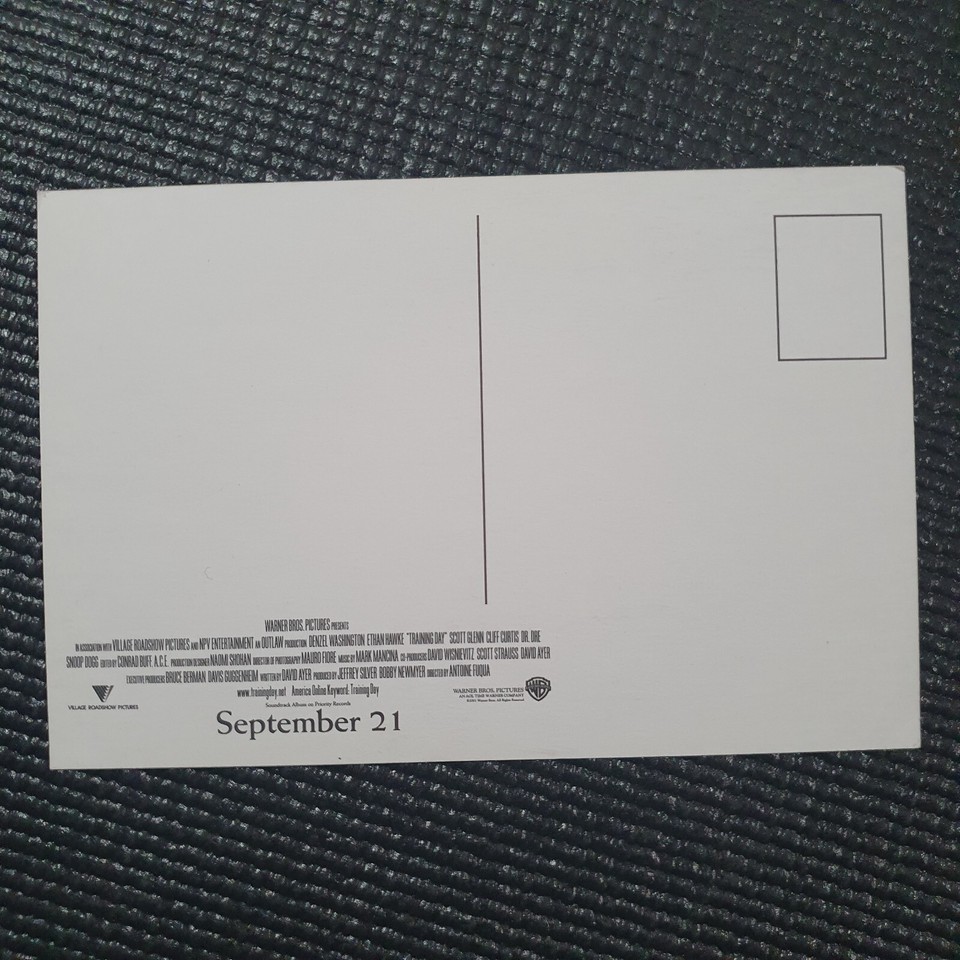 Training Day - Movie Film Advertising Postcard. Unposted. Denzel ...