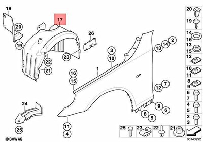BMW OEM 04-07 525i-Front Fender Liner Splash Shield Right 51717033750 ...