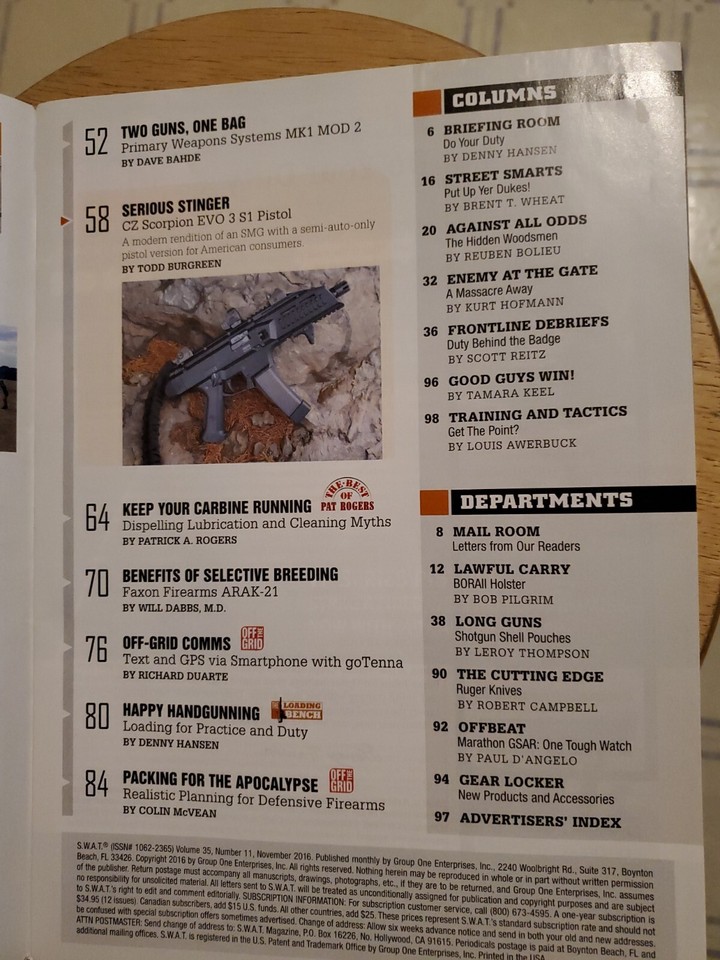 SWAT Magazine November 2016 Daniel Defense M4 Integrally Suppressed ...