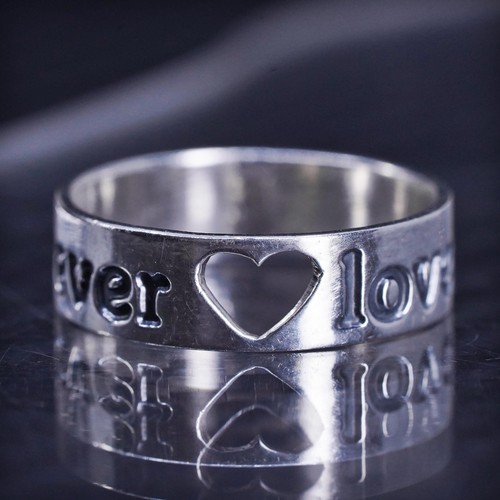 size 9, sterling silver 925 handmade ring quote band engraved “love ...
