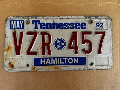 Tennessee License Plate - 1992 Hamilton Vintage Authentic - Real Used ...