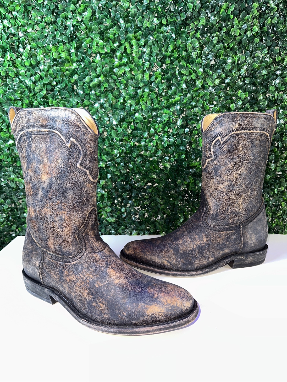 NWOB Corral Men’s Distressed Black Embroidery & Zipper J Toe Boots Size ...