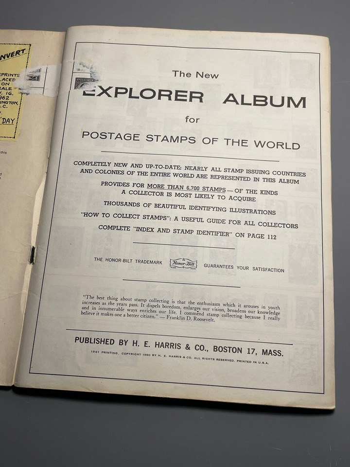 1960 Vintage Explorer Postage Stamp Álbum H E Harris & Co International ...