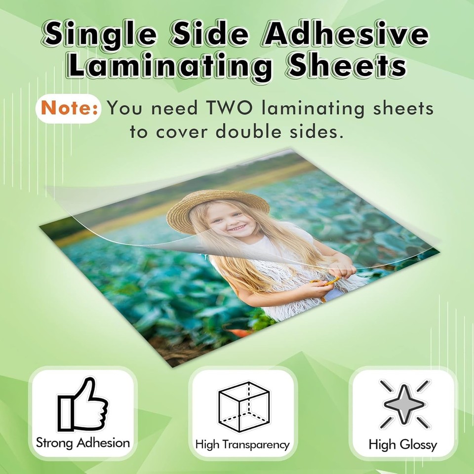5 Koala Self-Adhesive Laminating Sheets 9 x 12 Clear Overlay No Machine ...