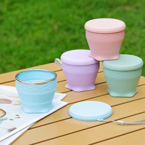 With Lid Collapsible Retractable Cup Portable Drinking Cup Outdoor ...