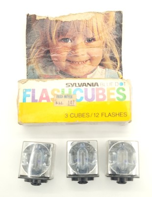 Sylvania Flash Cubes Blue Dot Pack of 3 -12 Flash Vintage As Is Damaged ...