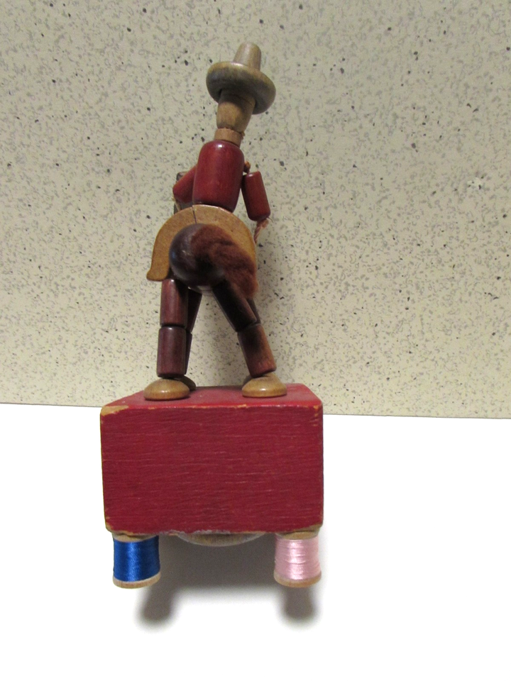 Wood Bead Cowboy & Horse Thumb Push Puppet. | eBay