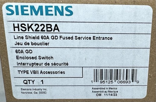 NEW (Pack of 3) Siemens HSK22BA Line Shield 60A GD Fused Service ...