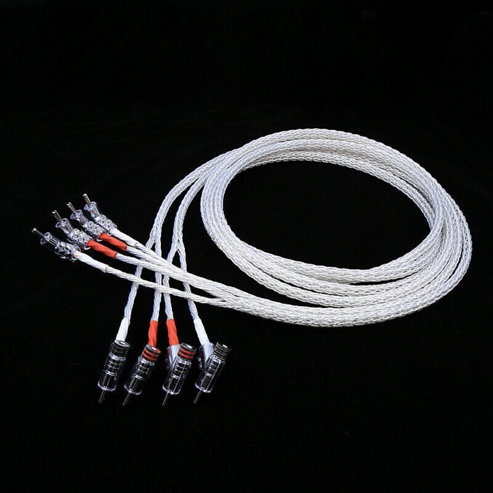 8Ag OCC Silver Plated HiFi Speaker Cable High Performance Self Locking ...