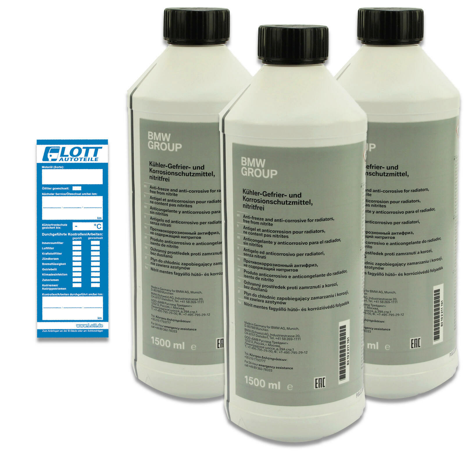 3x 1,5L Original BMW Kühlerfrostschutz Konzentrat Frostschutz 4,5L ...