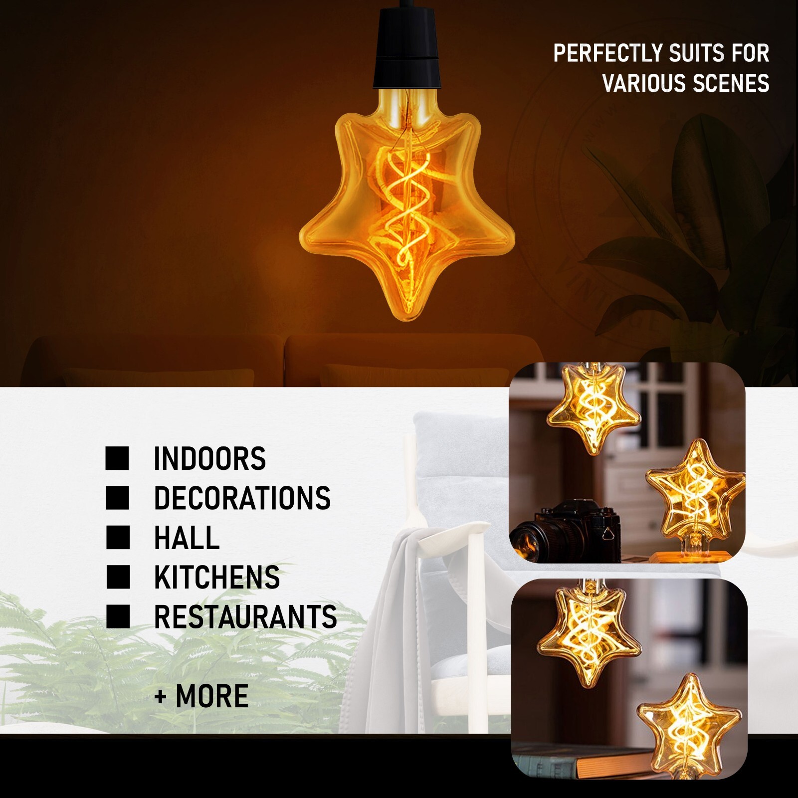 LEDSONE Vintage LED Bulb 4W Edison Style Spiral Filament Light Bulb E27 ...