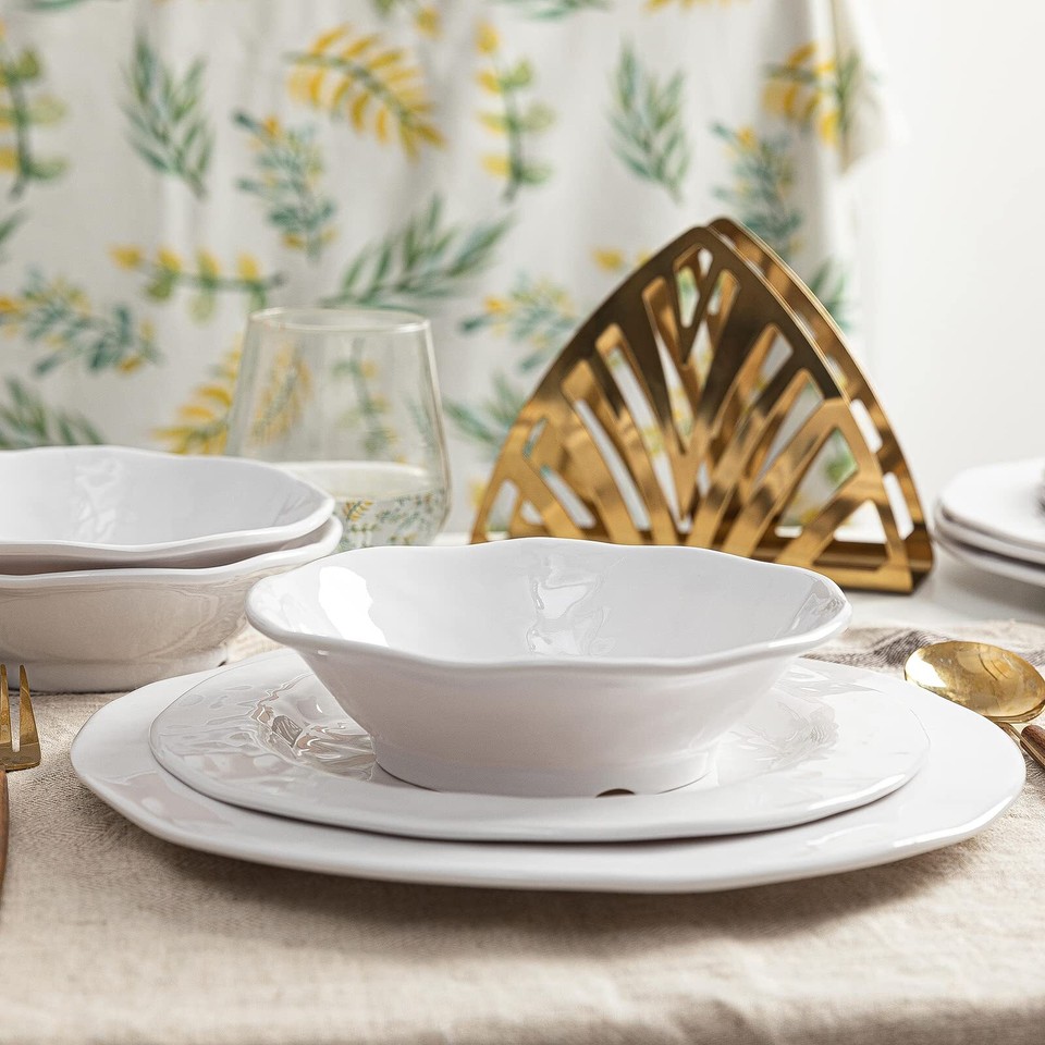 Basic White Melamine Dinnerware Sets 18 Piece dishes Service for 6 ...