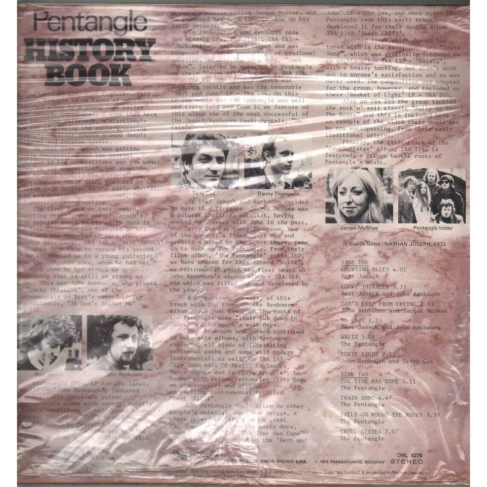 Pentangle ‎‎ LP Vinyl History Book Transatlantic Ent 8276 ‎Horizon ...
