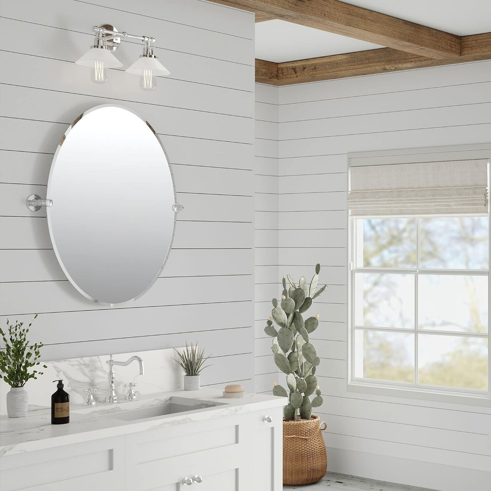 Gatco Cafe Chrome Frameless Oval Mirror (4419)-26.5"L x 24"W-NEW-SEALED ...