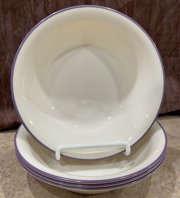 Set of 4 Corning Corelle Sandstone Beige Soup Bowls Cereal Bowls Purple ...