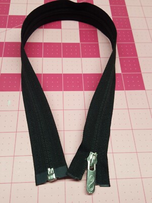 YKK Reverse Coil Separating Zipper Designer Silver Pull 20" Long Black ...