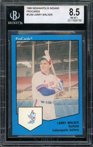 Larry Walker Rookie Card 1980 Indianapolis Indians Procards #1239 BGS 8 ...