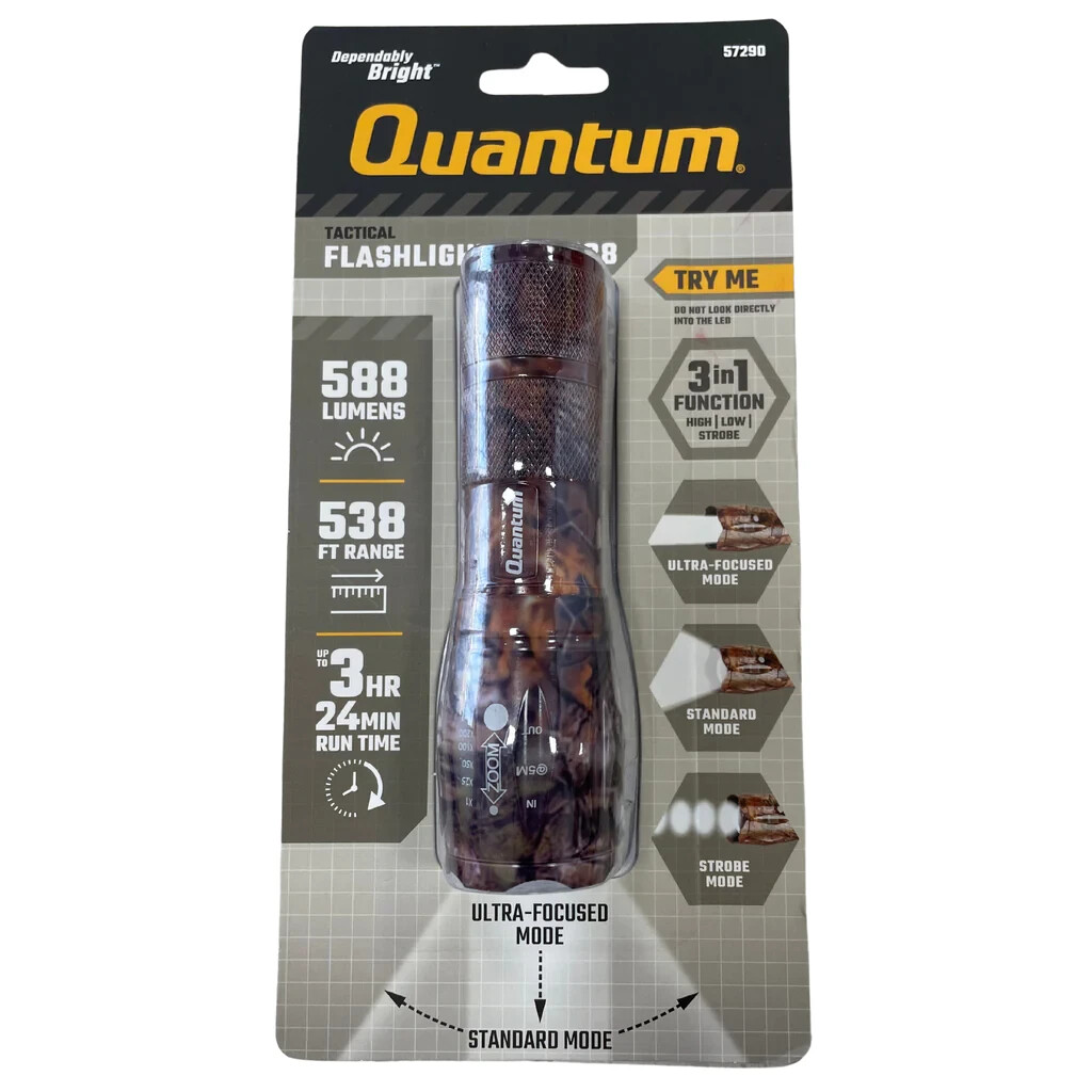 Quantum Focusing Camo Tactical Flashlight QFL-588 3 modes 588 lumens ...