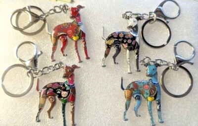 Whippet Dog Multicolor Enamel Alloy Key Ring Keychain Purse Dangle ...