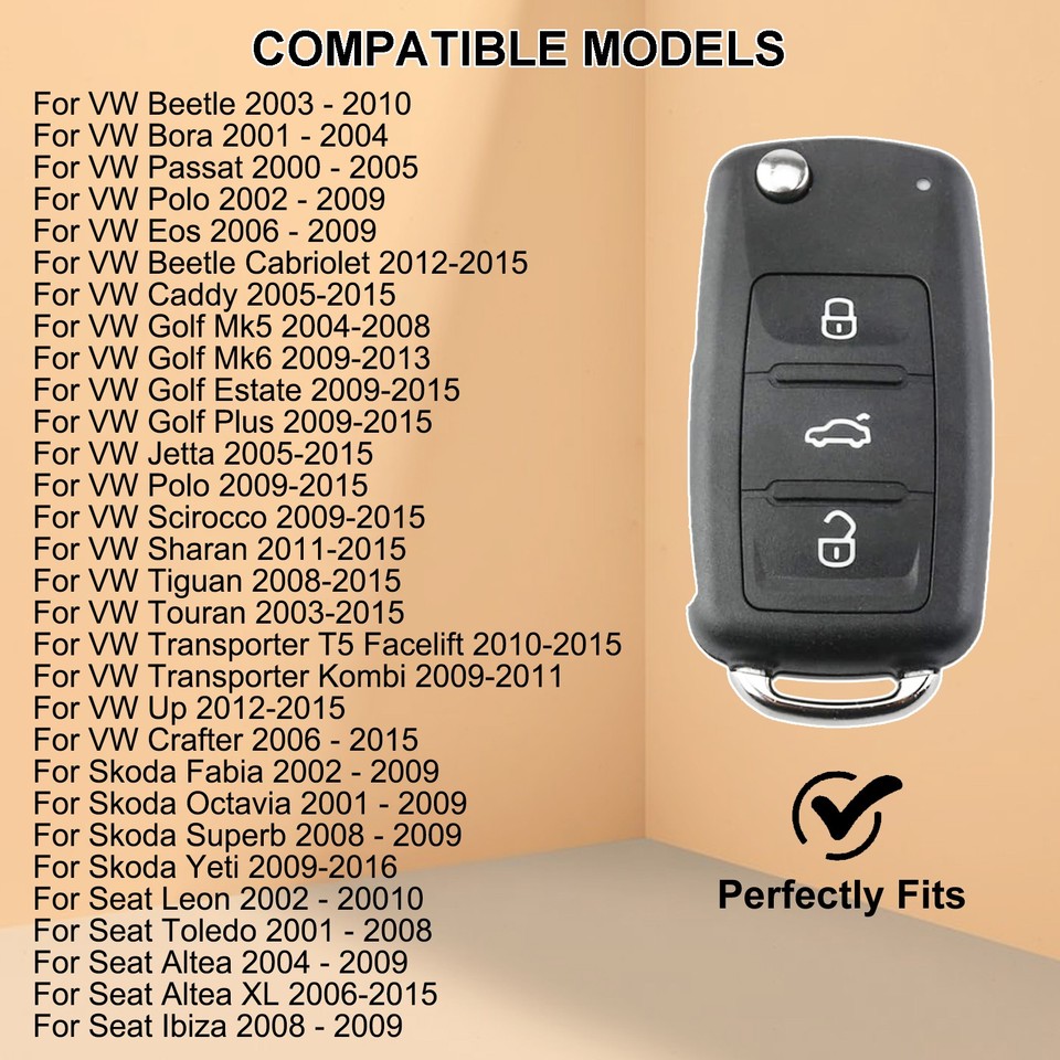 3 Button Remote TPU Key Case Fob Cover Shell For VW Polo Passat Tiguan ...