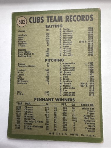 1971 Topps Baseball #502 Chicago Cubs VGEX | eBay