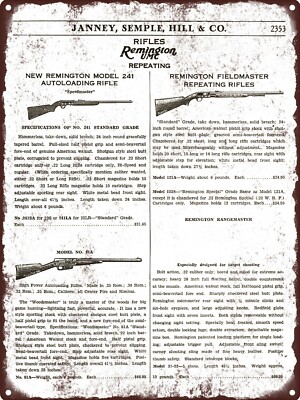 1936 Remington Repeating Rifle Model 241 81A Speedmaster Metal Sign ...