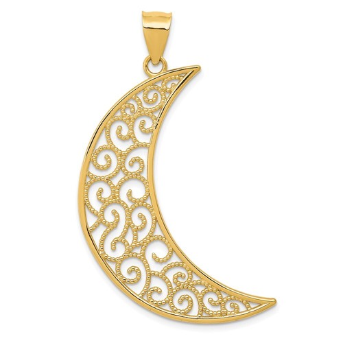 14k Filigree Moon Pendant | eBay