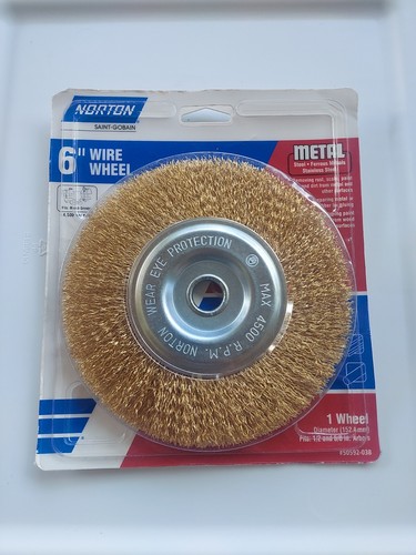 Norton 6" Wire Wheel Metal, Ferrous Stainless Steel Heavy Duty Fit ...
