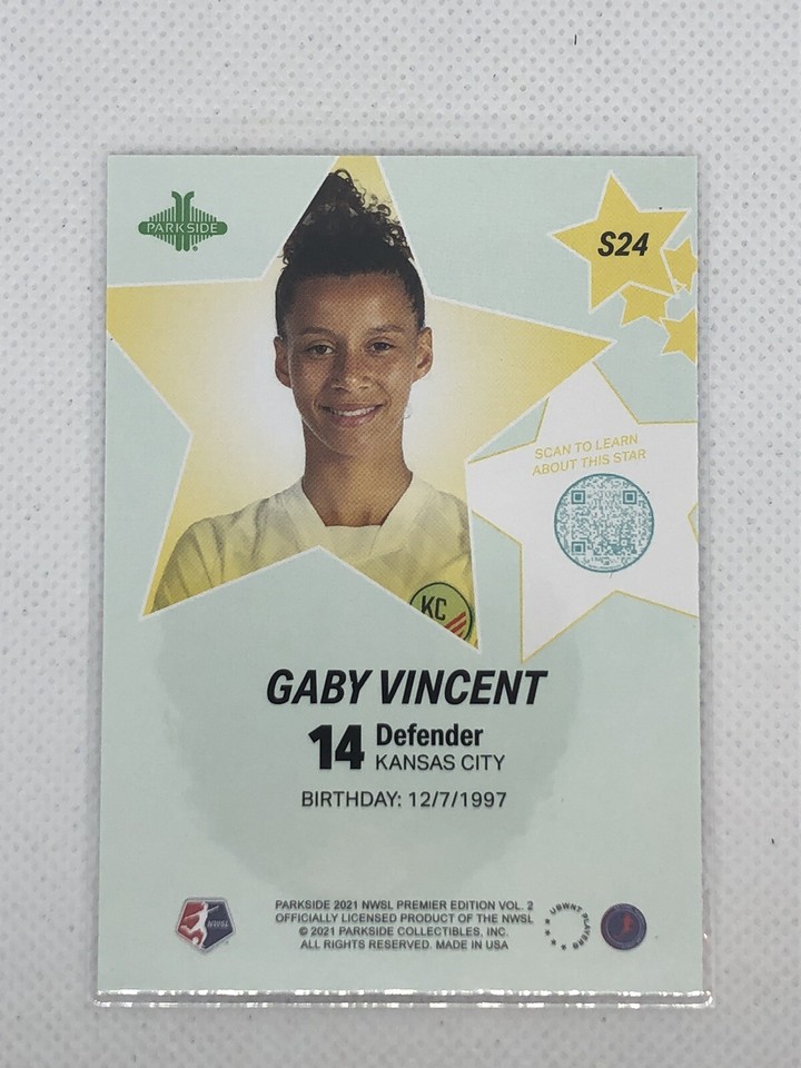 2021 Parkside NWSL V2 | #S24 Gaby Vincent KC Current | Stars Black ...