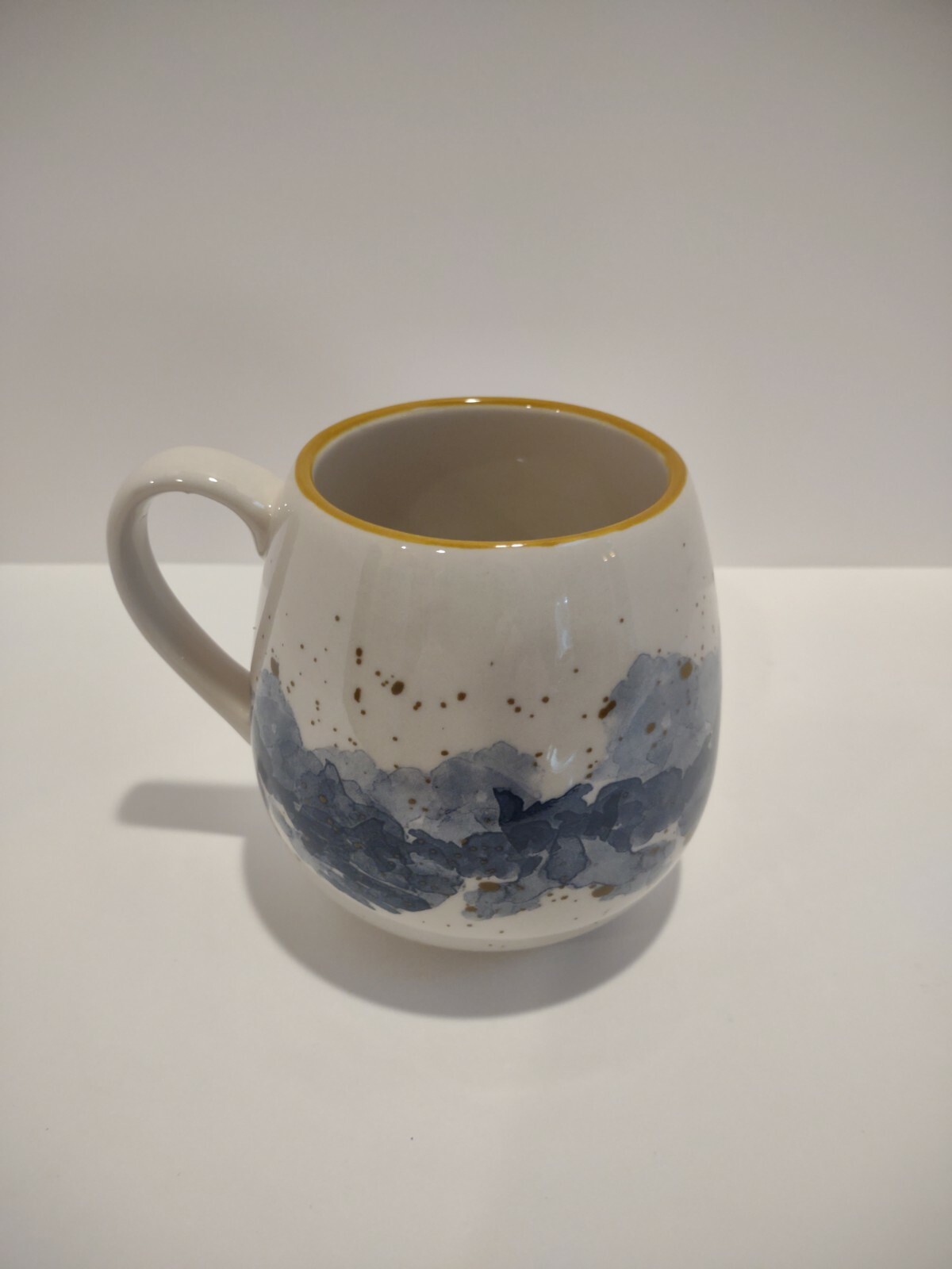 Meritage 16oz Stoneware Mug Coffee Cup W/Gold Trim Speckles Blue ...