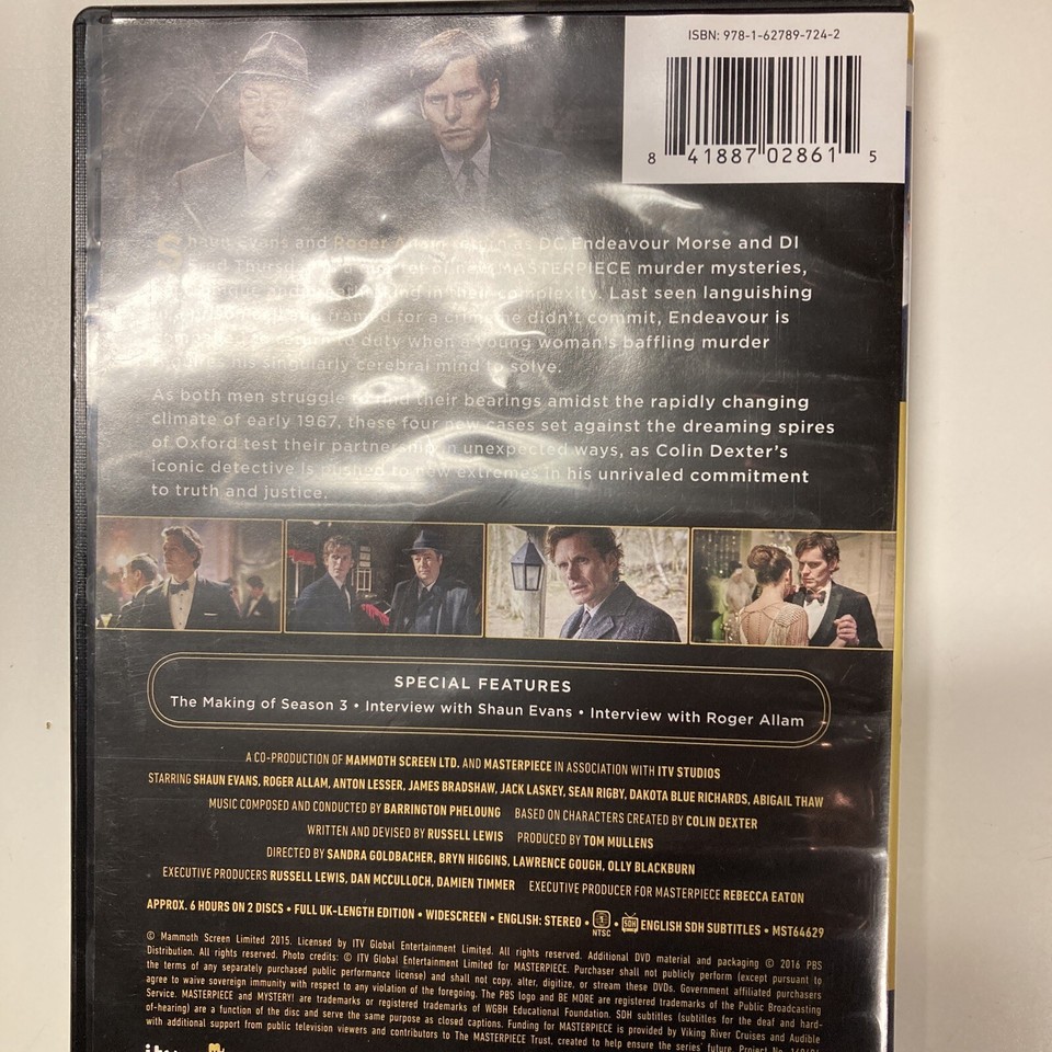 Endeavour: The Complete Third Season (Masterpiece Mystery!) (DVD, 2016 ...
