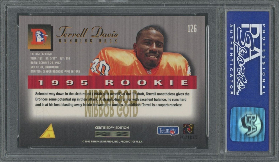 Terrell Davis 1995 Select Certified Rookie #126 "Mirror Gold" - PSA 10 ...