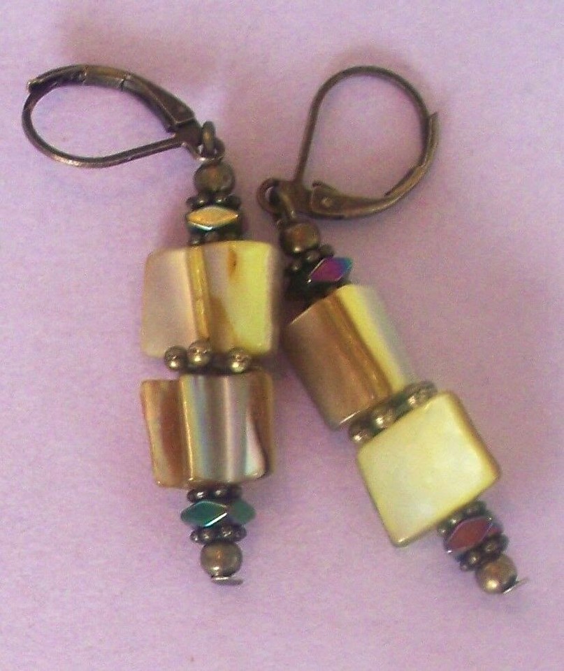 colorful MOP SHELL stacked CHIPS leverback CHOOSE your color XX | eBay