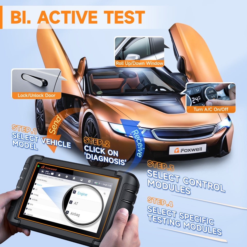 FOXWELL Full System Bi-directional Scan Tool ABS TPMS Bluetooth OBD2 ...