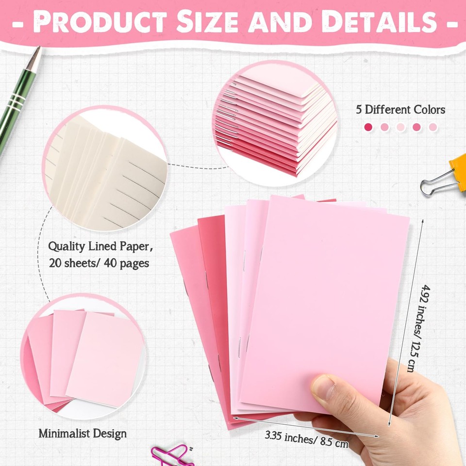 100 Pcs Mini Notebooks Bulk Small Pocket Notepads Journals Lined Paper ...