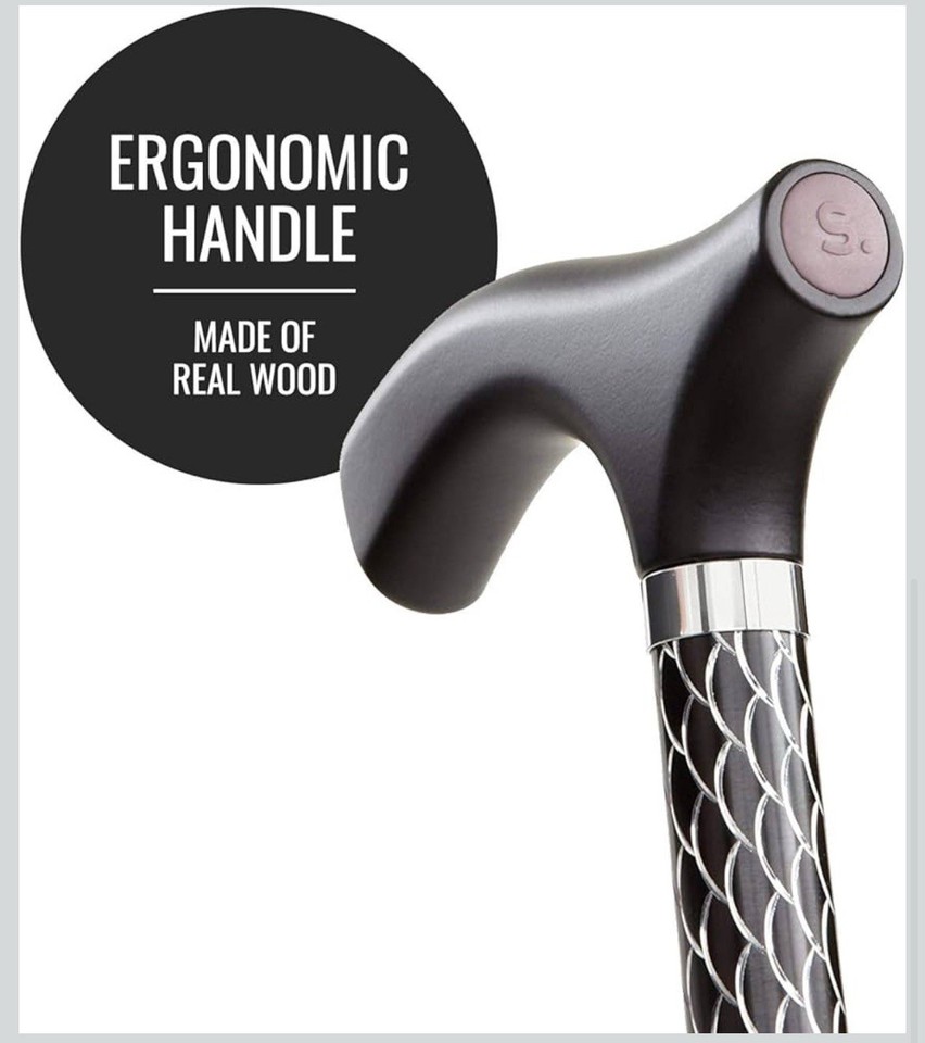 Switch Stick Luxury Engraved Black Walking Stick - Folding And ...
