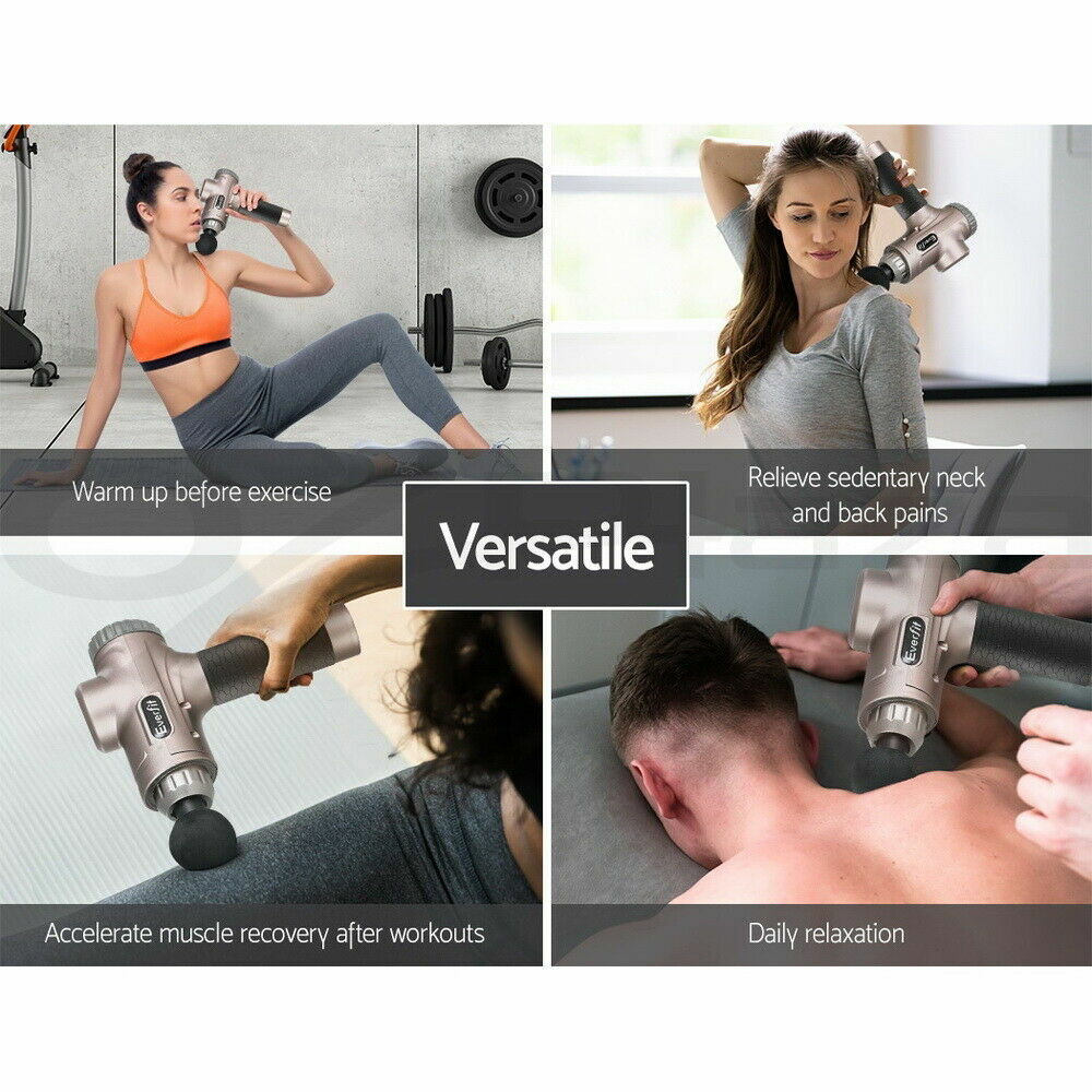 6 Heads Massage Gun 30 Speed Electric Massager LCD Vibration 4000 r/min ...